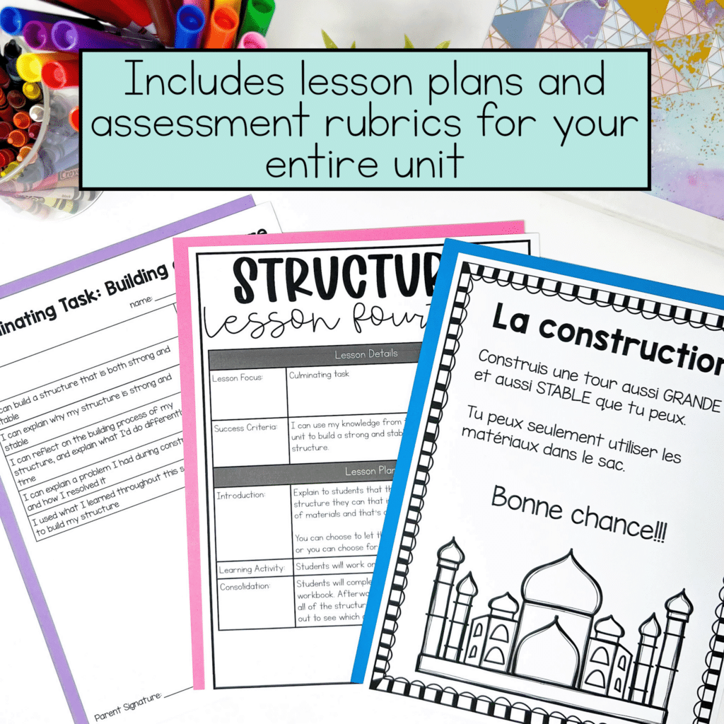 Grade 3 Strong and Stable Structures Unit in FRENCH - Les structures ...