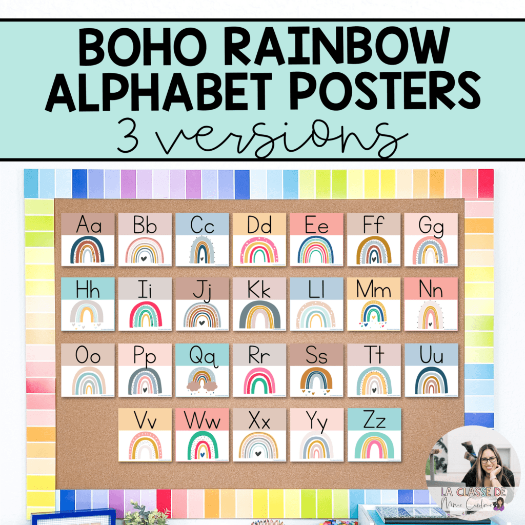 Alphabet Posters | Boho Rainbow Classroom Decor | 3 Versions - La ...