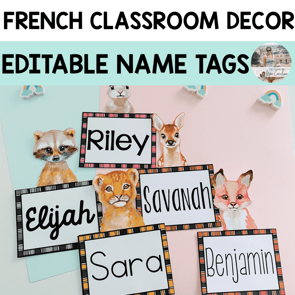 Editable Name Tags - Animal Watercolor Theme - POWERPOINT AND CRICUT ...