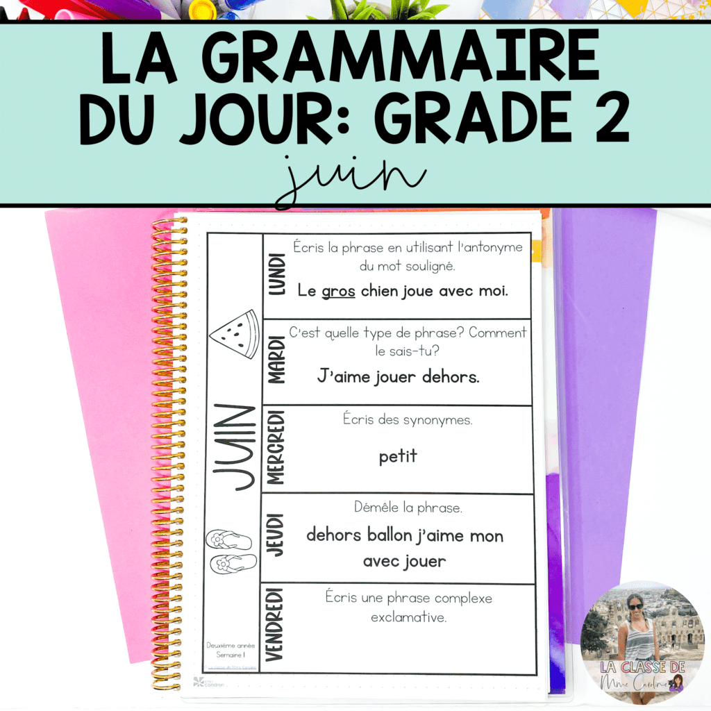 Grade 2 French Grammar Activities Interactive Notebook - June - La ...