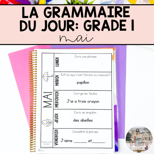 Grade 1 French Grammar Activities Interactive Notebook - May - La ...