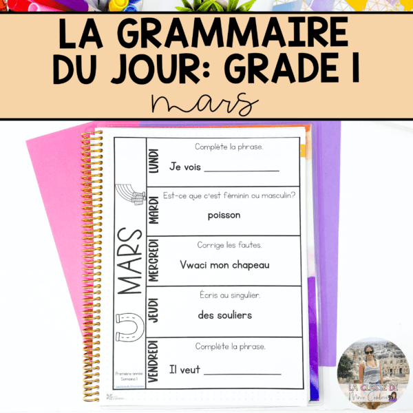 Grade 1 French Grammar Activities Interactive Notebook - March - La ...