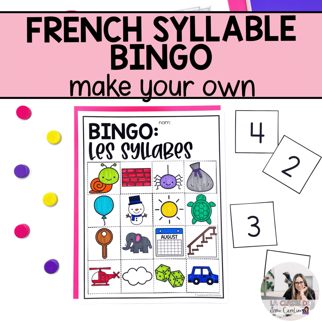 French BINGO for Syllables - Phonological Awareness for Primary ...